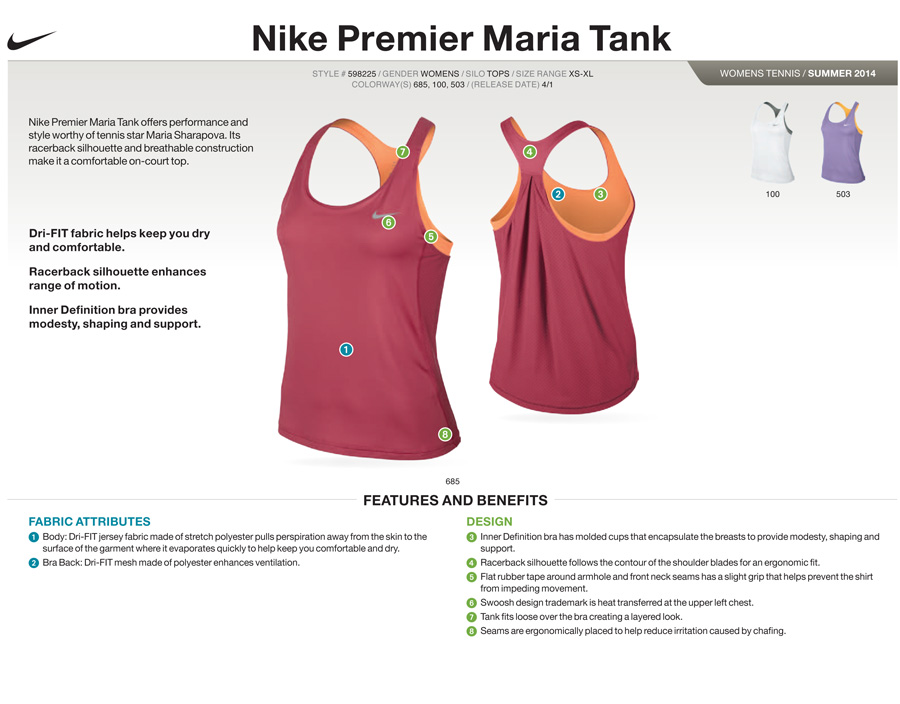 Nike Womens Premier Maria Tank - White/Grey - Tennisnuts.com